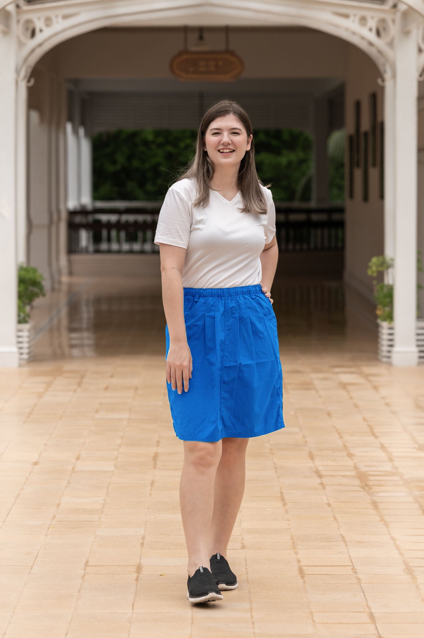 Macabi Knee Length Skirt - Blue Skies – Macabi Skirts